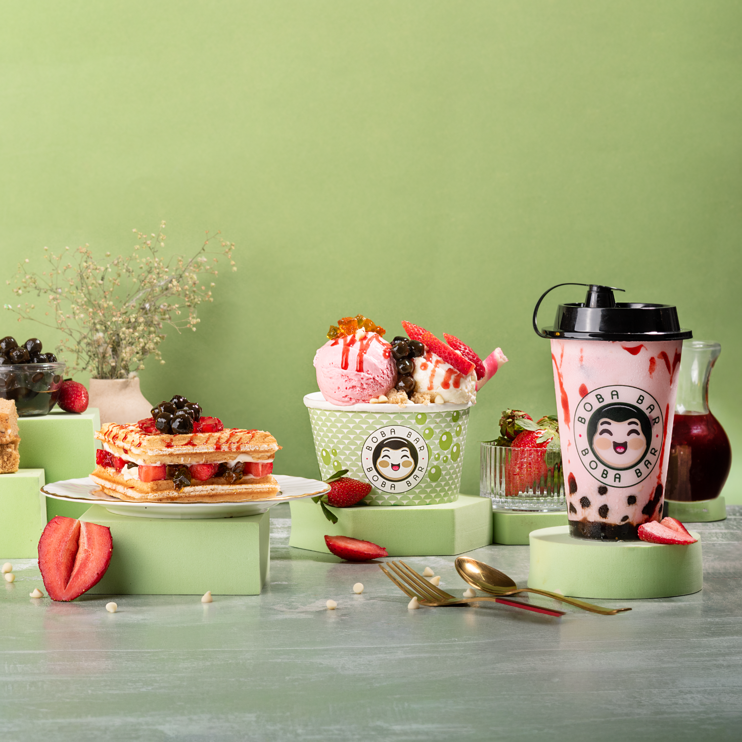 Strawberry Sundae Desserts Loved by Dessert Fans – Boba Bar