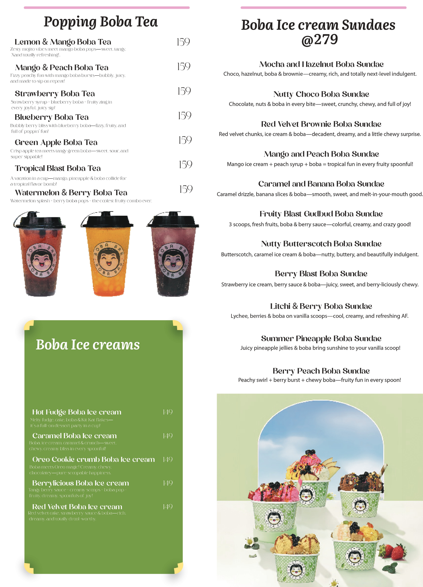 Boba Bar Menu | No.1 Bubble Tea Brand